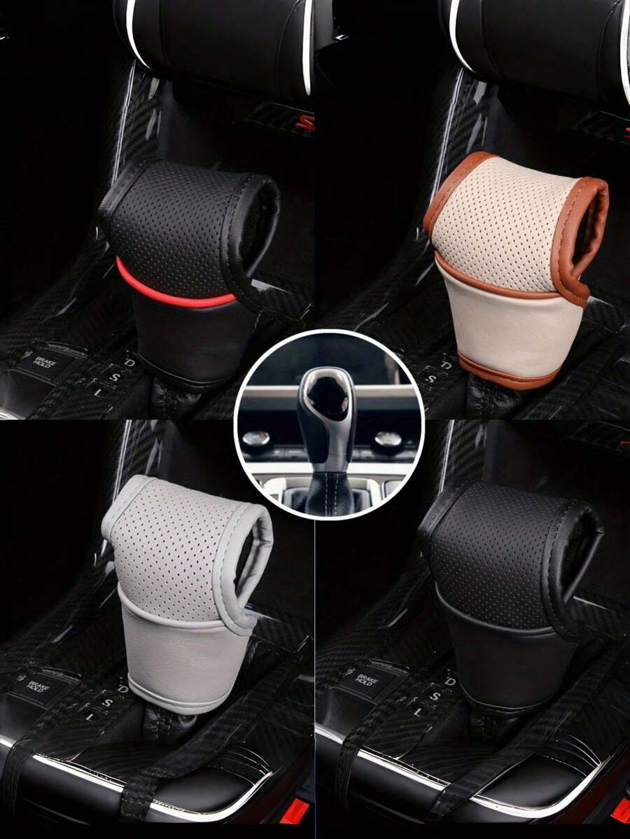 Car Universal Gear Shift Cover Pu Leather Shift Lever Cover Gearbox ...