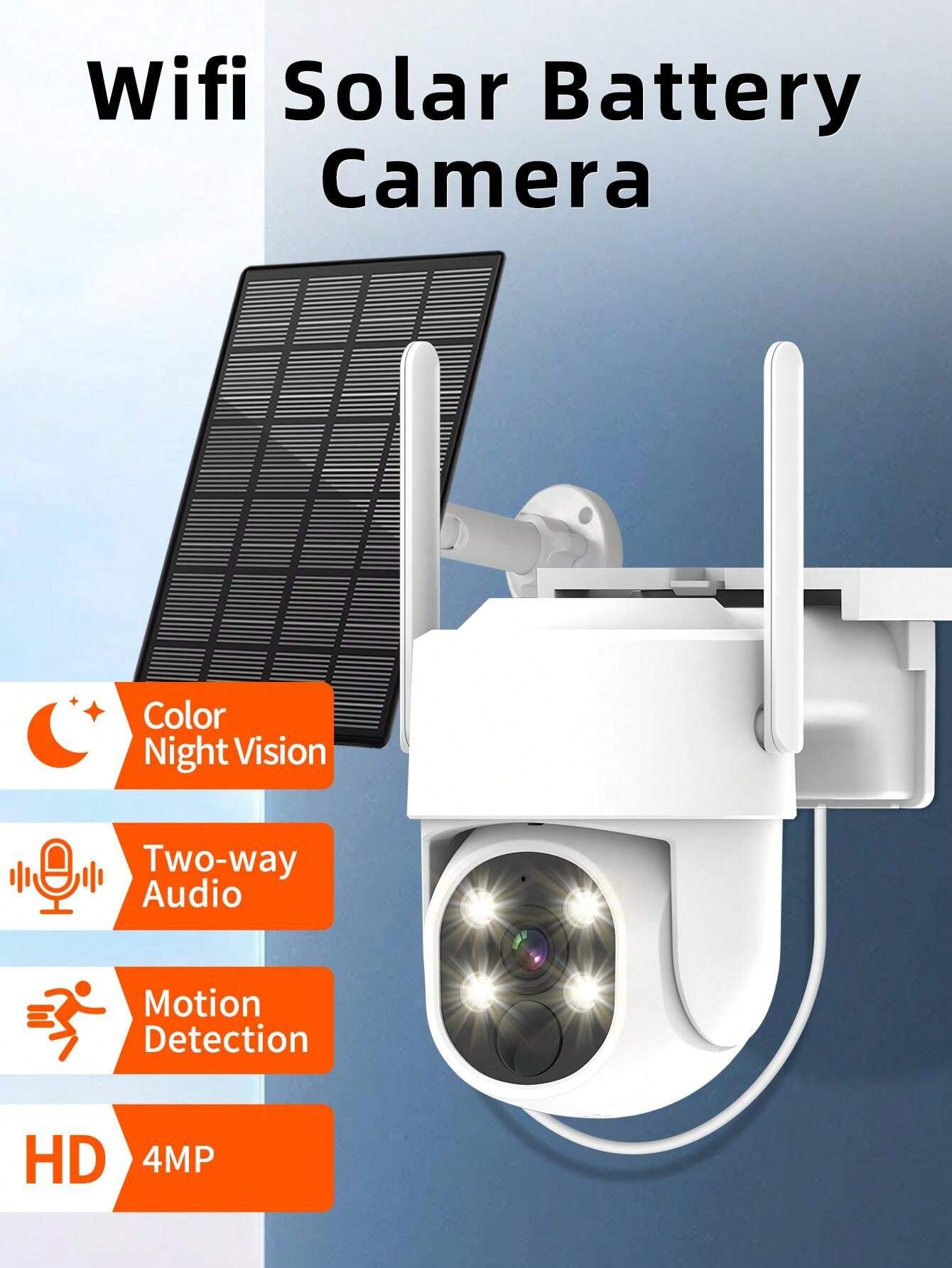 Cámara de seguridad inalámbrica Eseecloud APP Wifi solar 2K 360° de ...