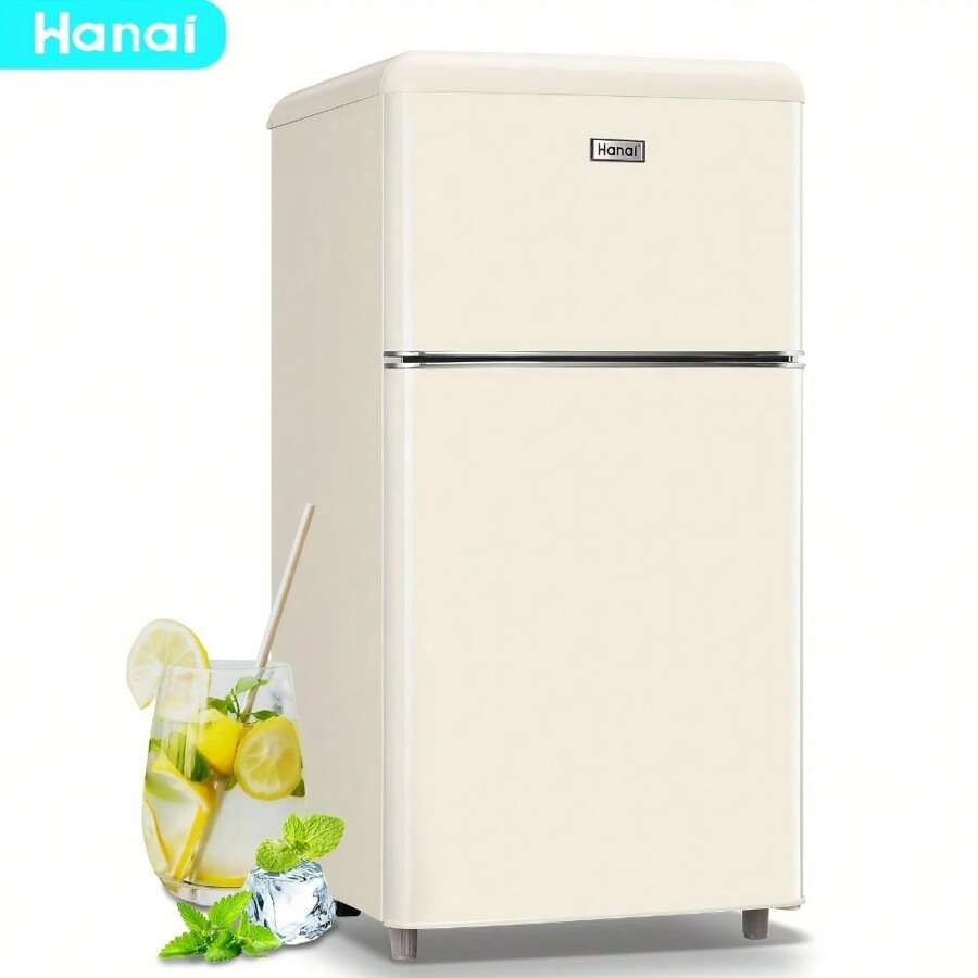 WANAI Small Refrigerator With Freezer 3.5 Cu.Ft - Retro Mini Fridge Two ...