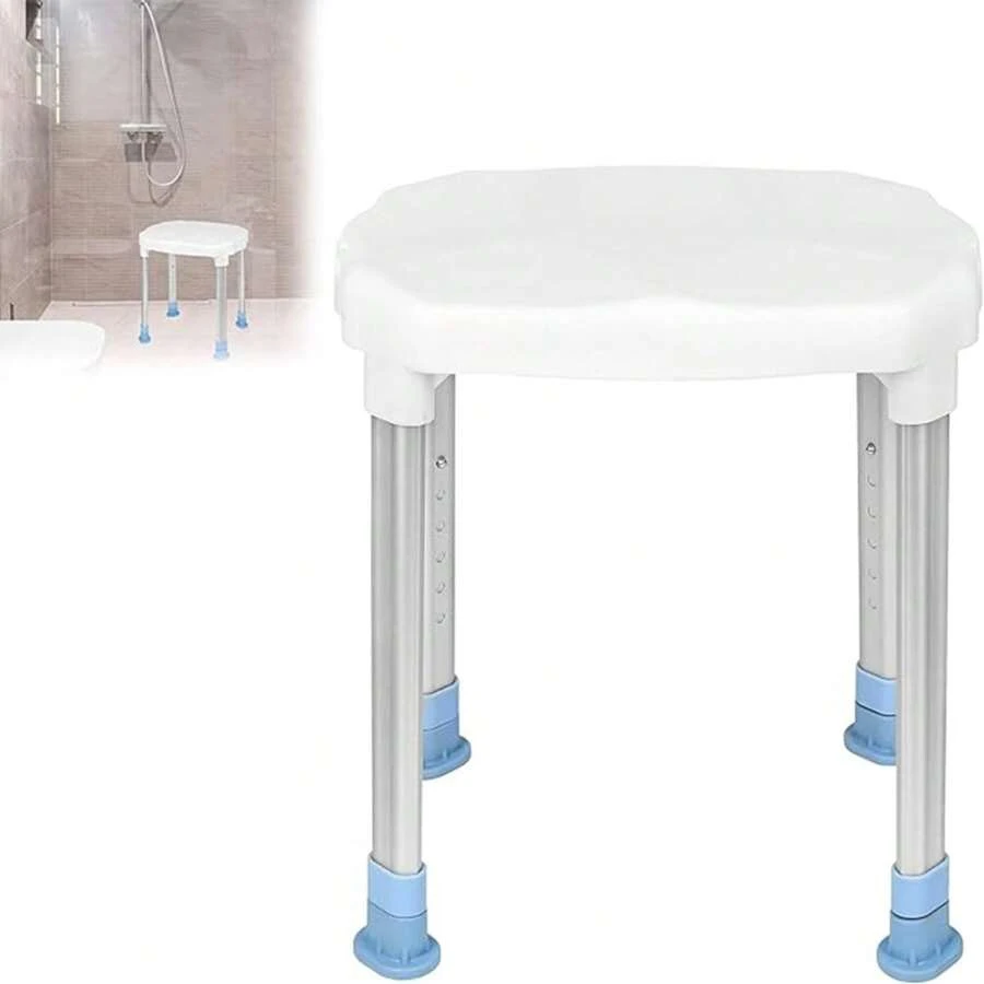 VA-Cerulean White Shower Chair With Non-Slip Foot Pads, Shower Stool ...