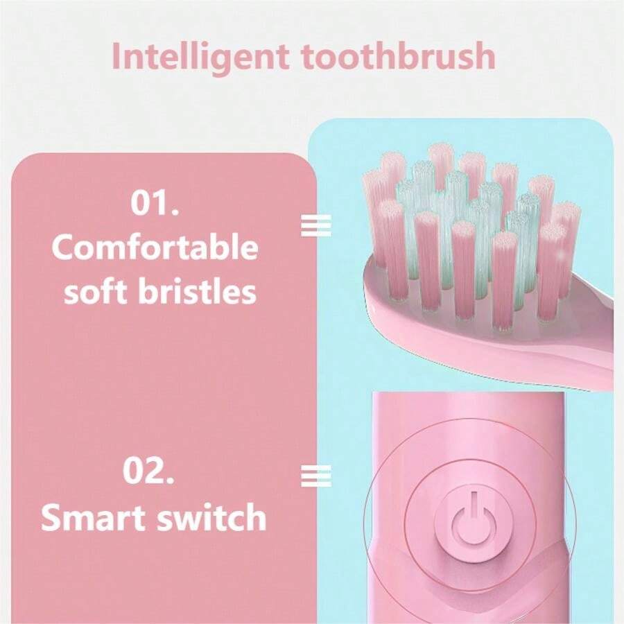 Electric Toothbrush With 5 Brush Heads, Rechargeable 6 Modes Cartoon ...