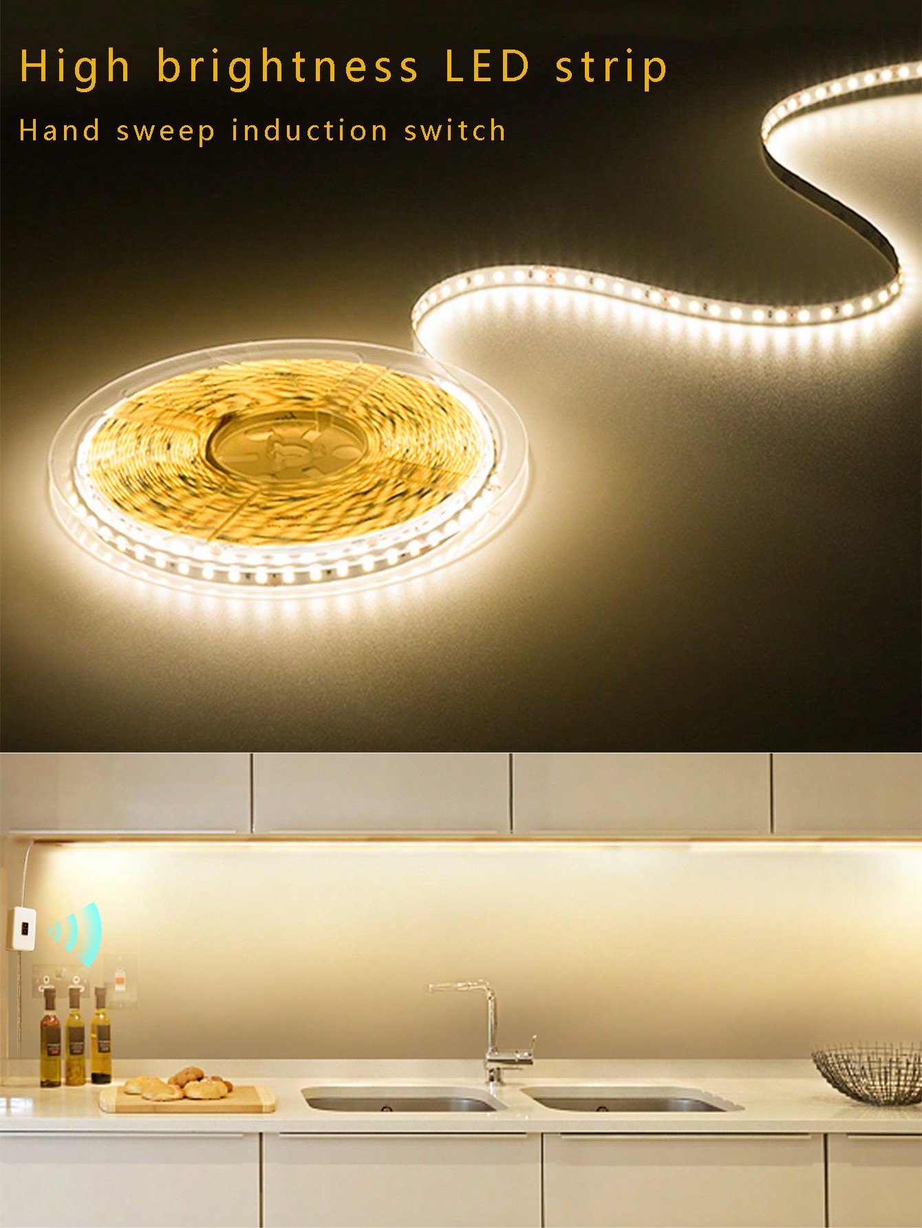 1pc DC 5V Lamp USB Motion LED Backlight TV Kitchen LED Strip Hand Sweep ...