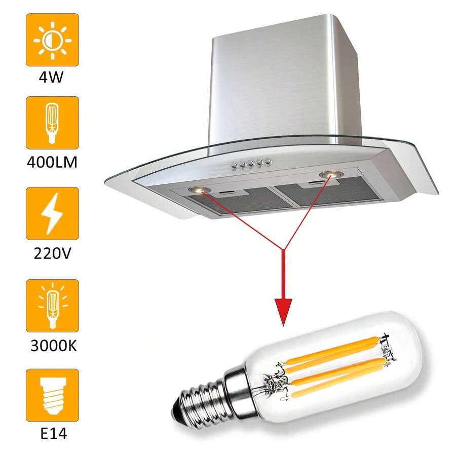 Lâmpada LED E14 para Coifa de Fogão Branco Quente 2700K 400LM, Lâmpada ...