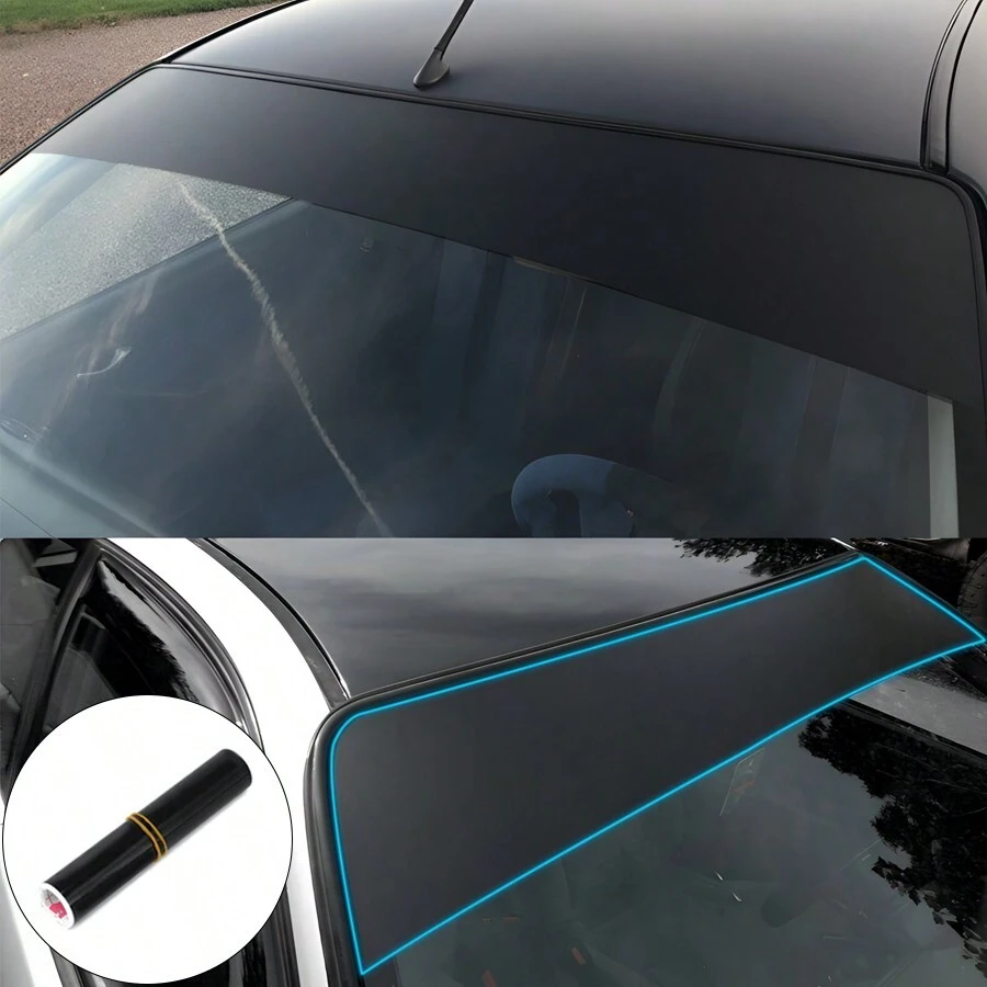 1pc Black Matte Windshield Sunshade Sticker, Anti-Glare Car Rear Window ...