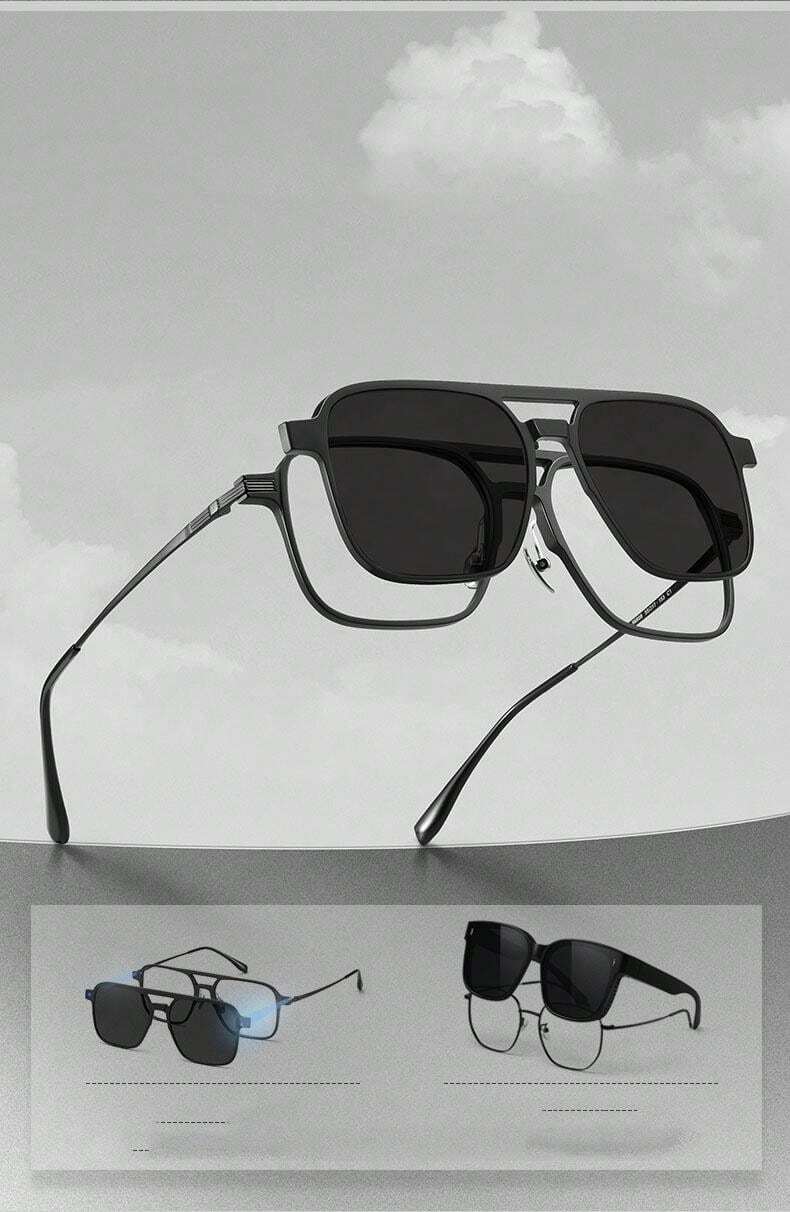 Ultra-Light Pure Titanium Magnetic 3-In-1 Detachable Eyeglasses For Men ...