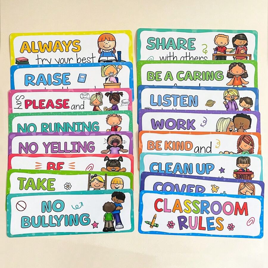 16Pcs Classroom Rules Bulletin Posters Set For Classroom Decorations ...