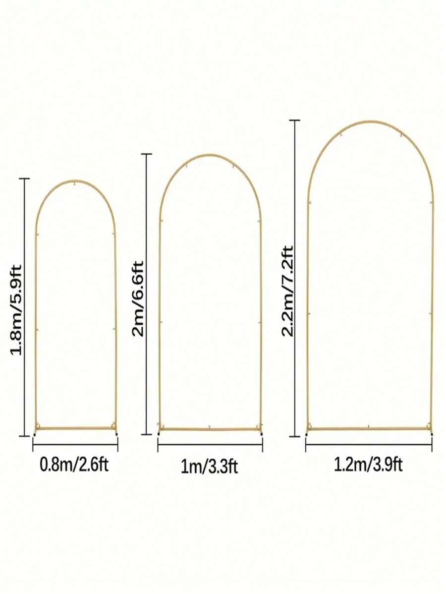 6.6 Feet, 5.9 Feet, 4.9 Feet Gold Metal Wedding Arch Background Bracket ...