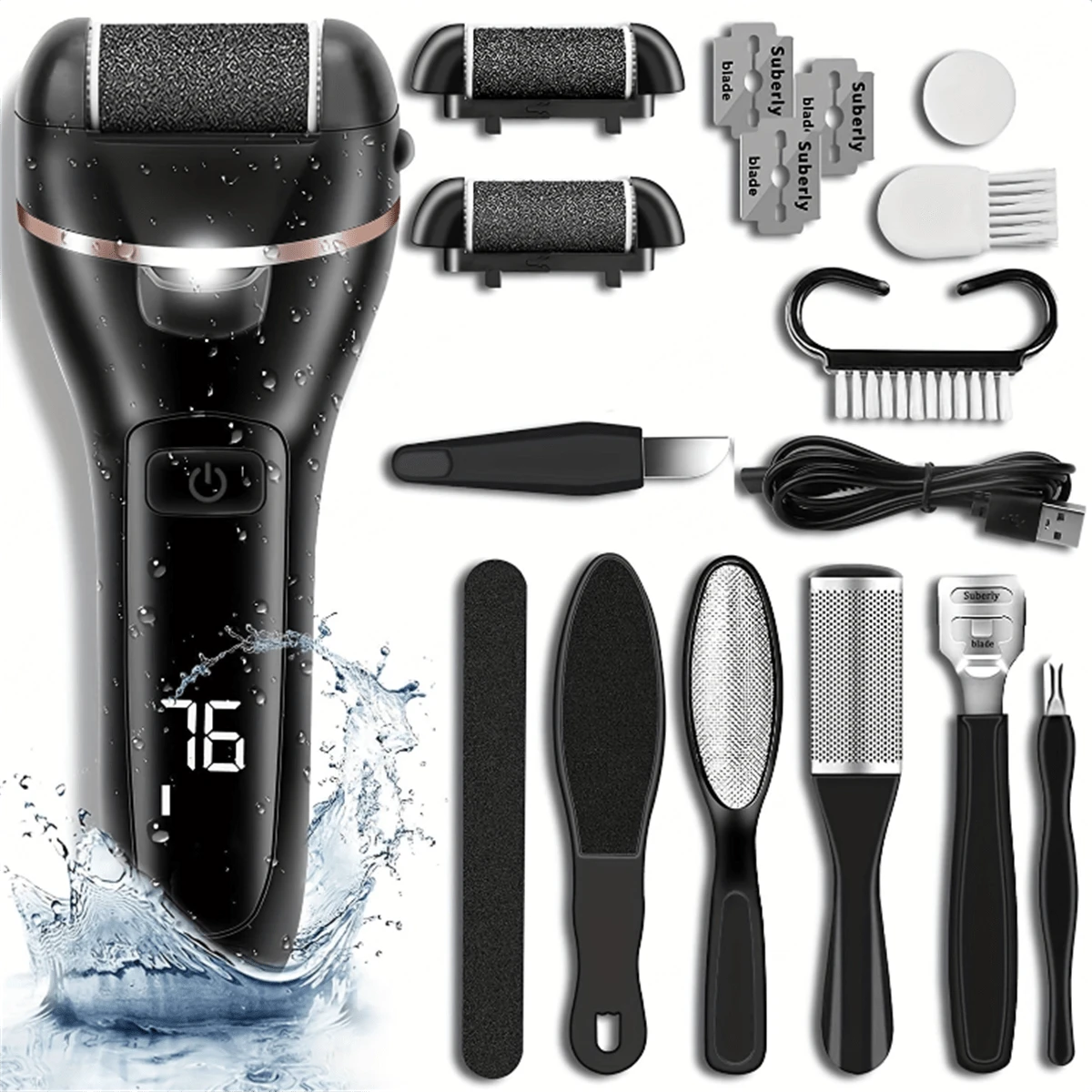 Electric Foot Callus Remover Set - Electric Foot Grinder, Rechargeable ...