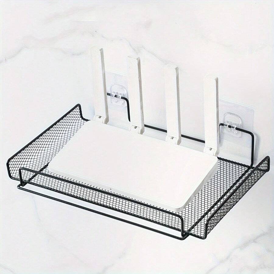 1pc Router Rack TV Set-Top Box Storage Rack Wall-Mounted Non-Punching ...
