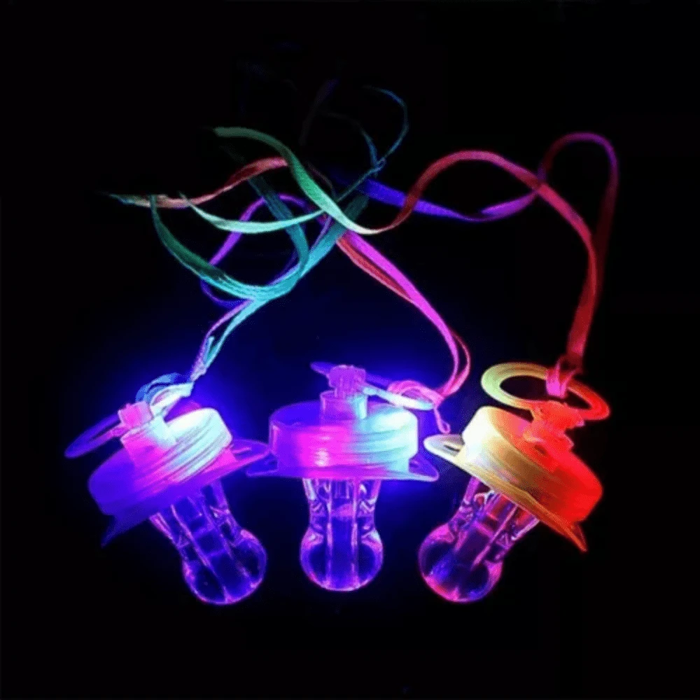 [12 Pack]Light Up Pacifiers LED Party Glow Whistle Flashing Lanyard ...