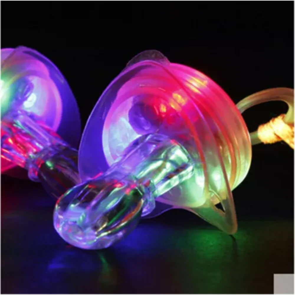 [12 Pack]Light Up Pacifiers LED Party Glow Whistle Flashing Lanyard ...
