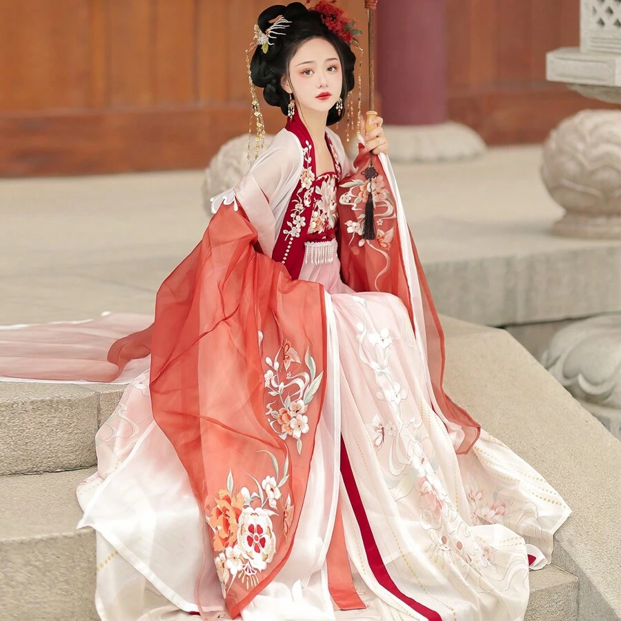 Designer Original Hanfu Tangzhuang-Style Madder Dye Frock Dress, Spring ...