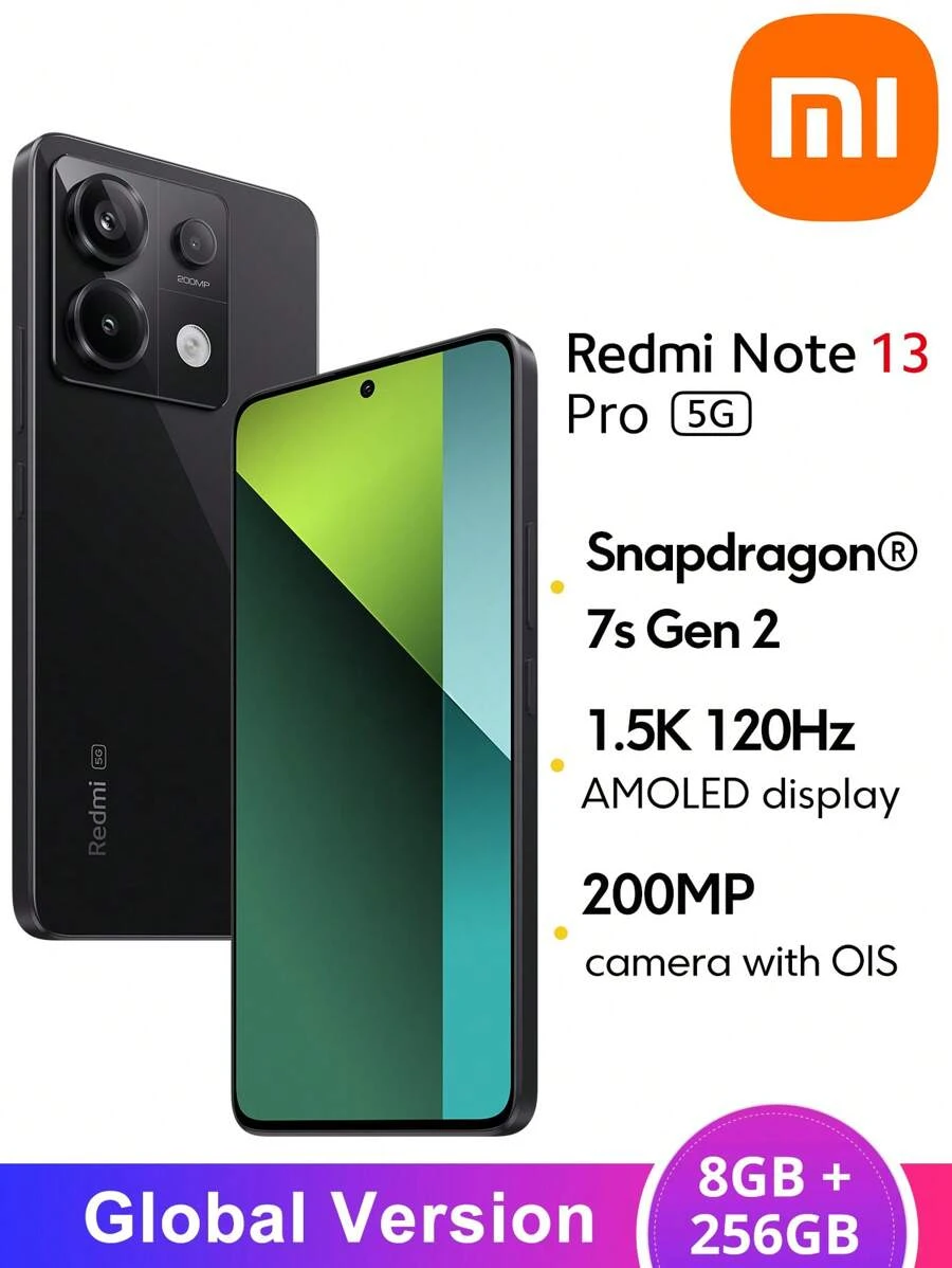 Xiaomi Mi Redmi Note 13 Pro 5G Smartphone 8GB+256GB Versión Global Cámara Ultra Clara de 200MP ...