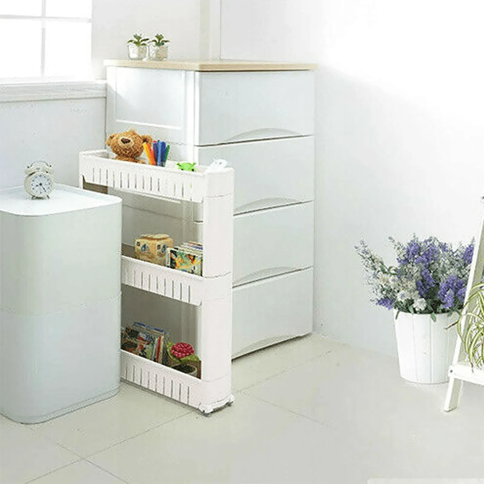 3 Tier Slim Slide Out Kitchen Trolley Rack Holder Storage Shelf ...