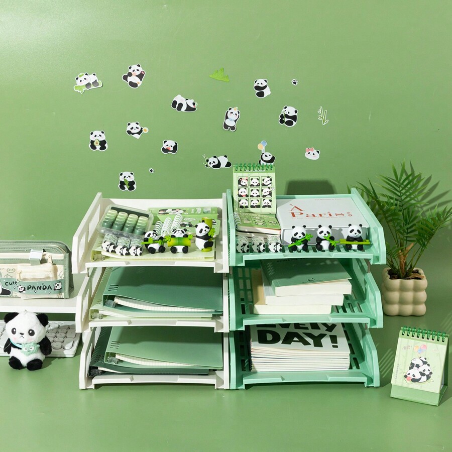 3-Tier Horizontal File Organizer Rack, Multi-Layer Desktop Document ...