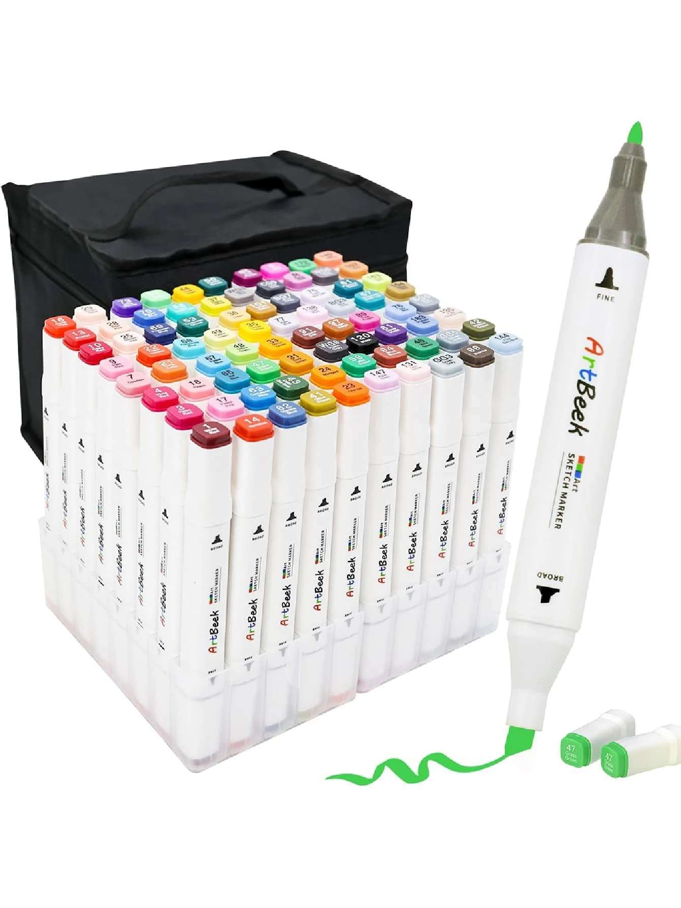 ArtBeek ArtBeek 80 Colors Alcohol Markers Set, Illustration Permanent ...