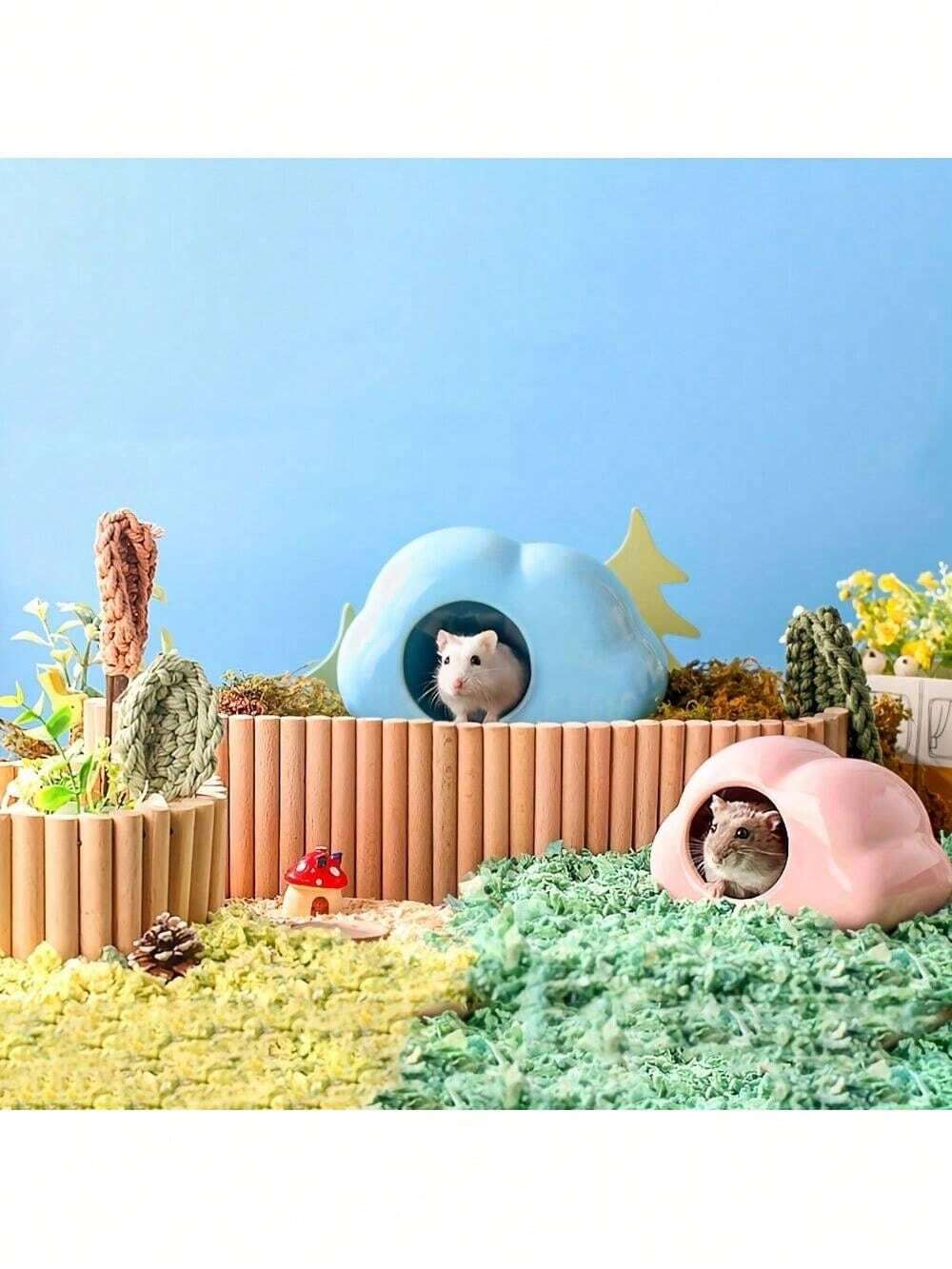 Bucatstate Cloud-Shaped Ceramic Hamster Hideout - Cool Summer Bed & Cozy Winter Nest For Dwarf ...