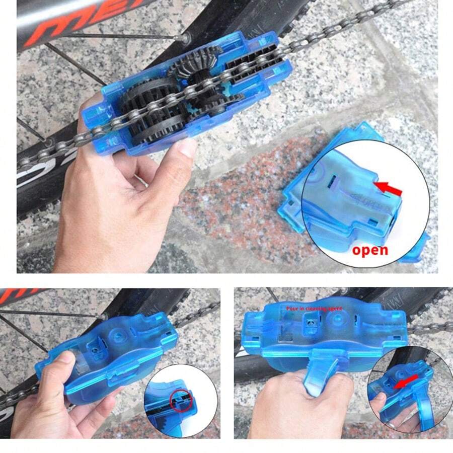 4pcs Bike Chain Cleaning Kit: Chain Cleaning Box + Slot Brush + Large ...