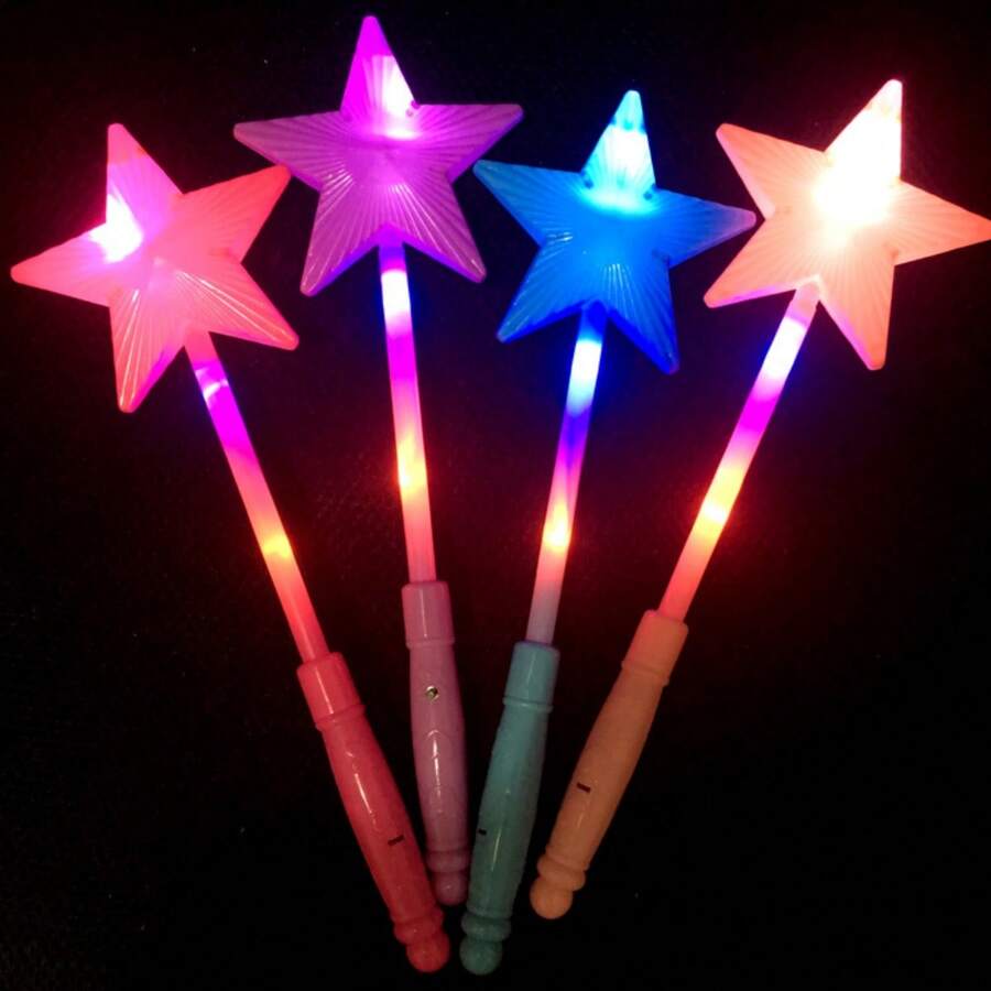 4pcs 5-Pointed Star LED Light-Up Magic Wand, Colorful Flashing Star ...