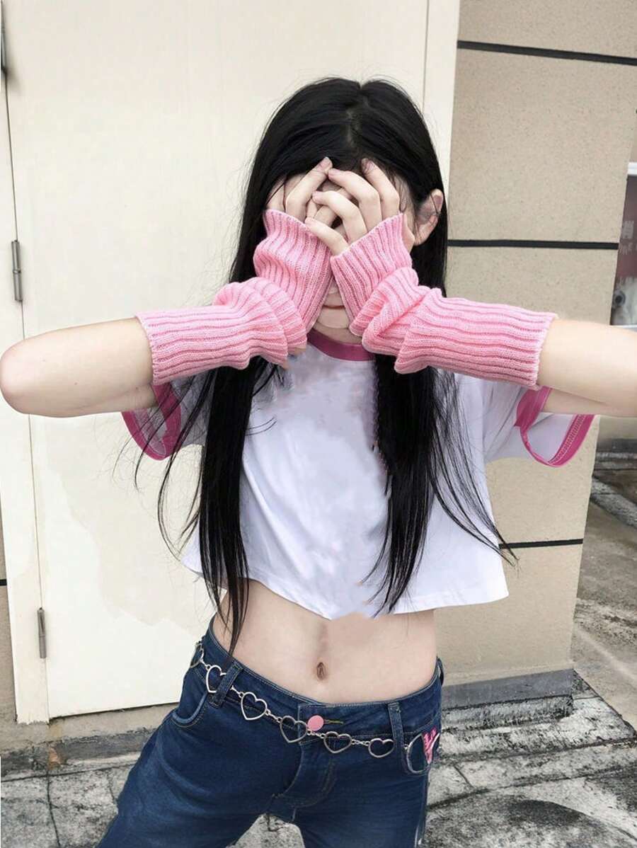 1pair Y2k Ballet Style Lace DIY Tie-Up Sun Protection Sleeves Lolita JK Arm Warmers, Elegant ...