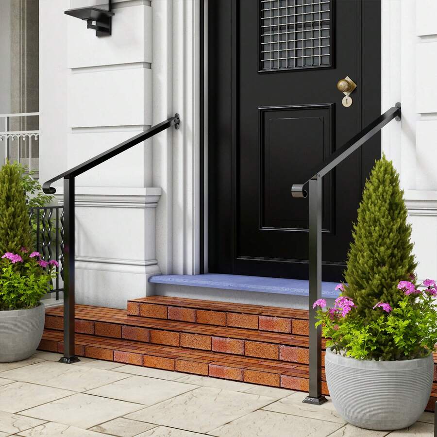 Wrought Iron Wall-Mounted Handrail For Outdoor Steps For Steps With ...