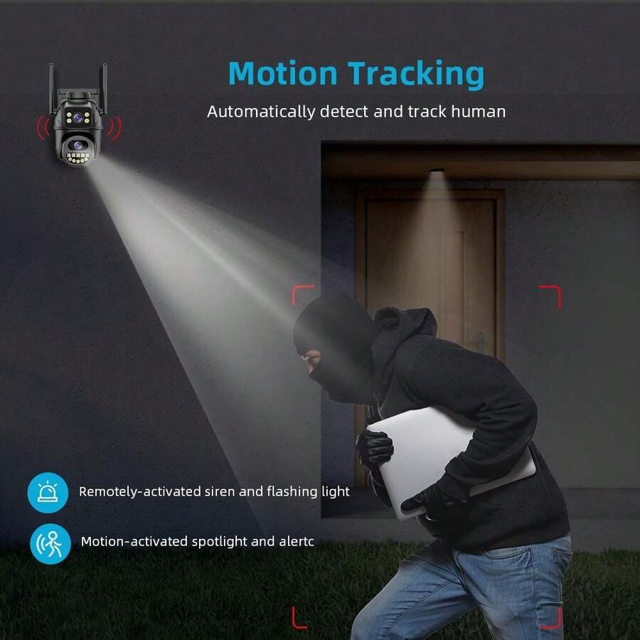 Câmera de Vigilância com Lente Dupla Wi-Fi 4K 8MP, Zoom Digital 4X ...