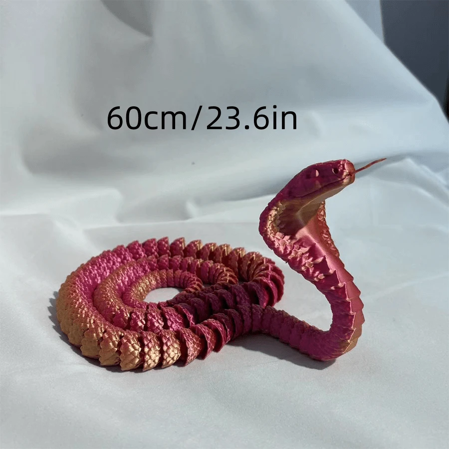 3D Printed Articulated Snake Model, Golden Snake Feng Shui Decor, Whole ...