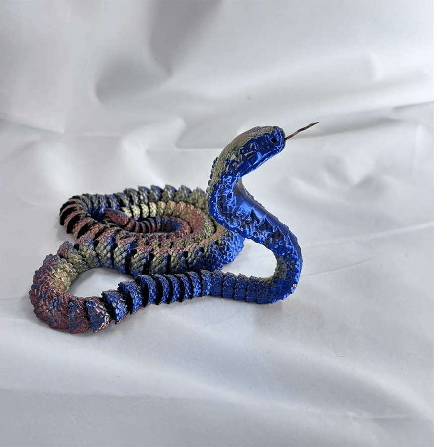3D Printed Articulated Snake Model, Golden Snake Feng Shui Decor, Whole ...