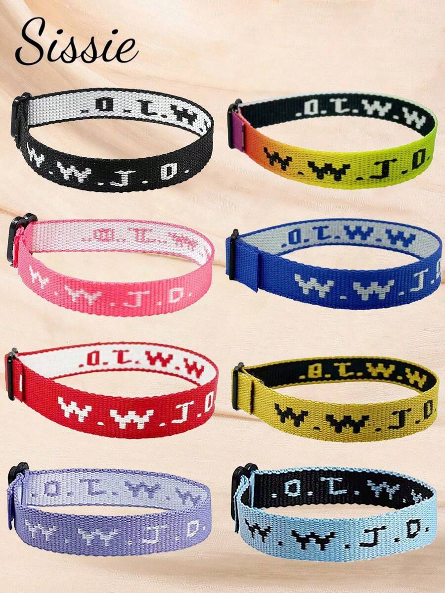 10 Styles WWJD Letter Jacquard Knit Wristband Bracelet What Would Jesus ...