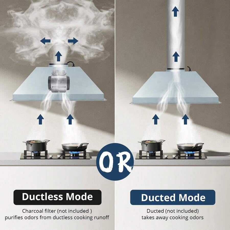 Range Hood, 30 Inch Stainless Steel Built-In Kitchen Hood, Ducted ...