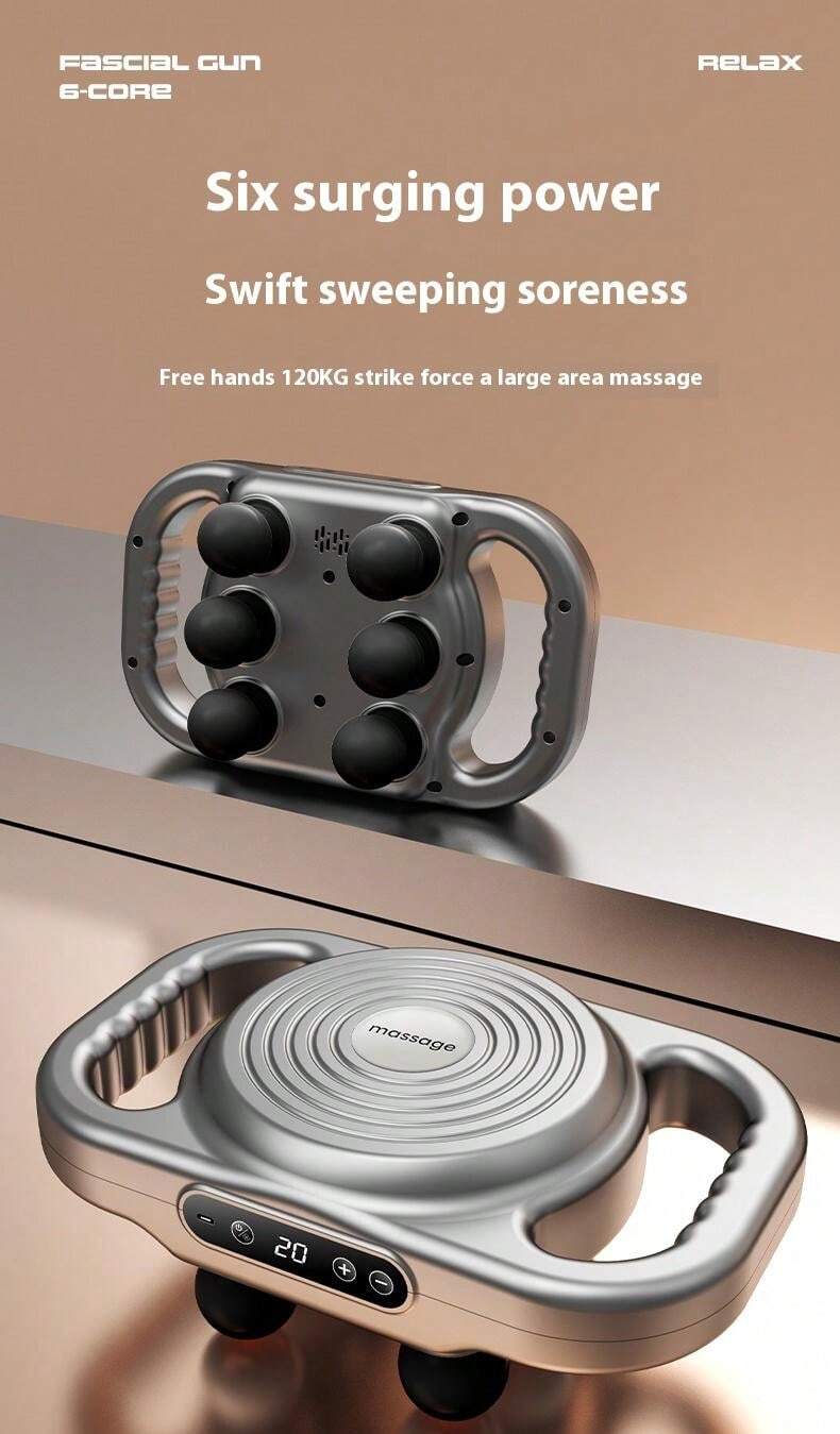 Six-Headed Fascia Gun 6 Head Massager High Frequency Vibration Deep ...