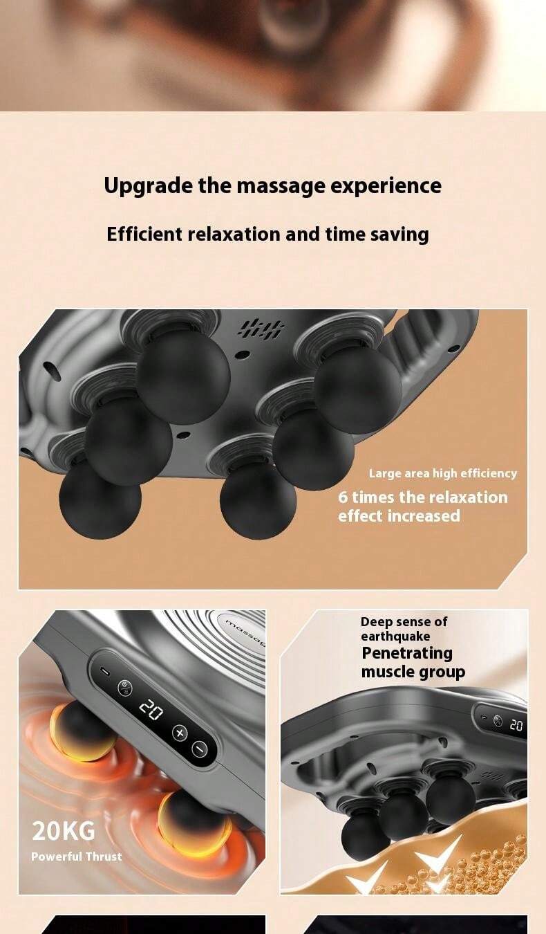 Six-Headed Fascia Gun 6 Head Massager High Frequency Vibration Deep ...