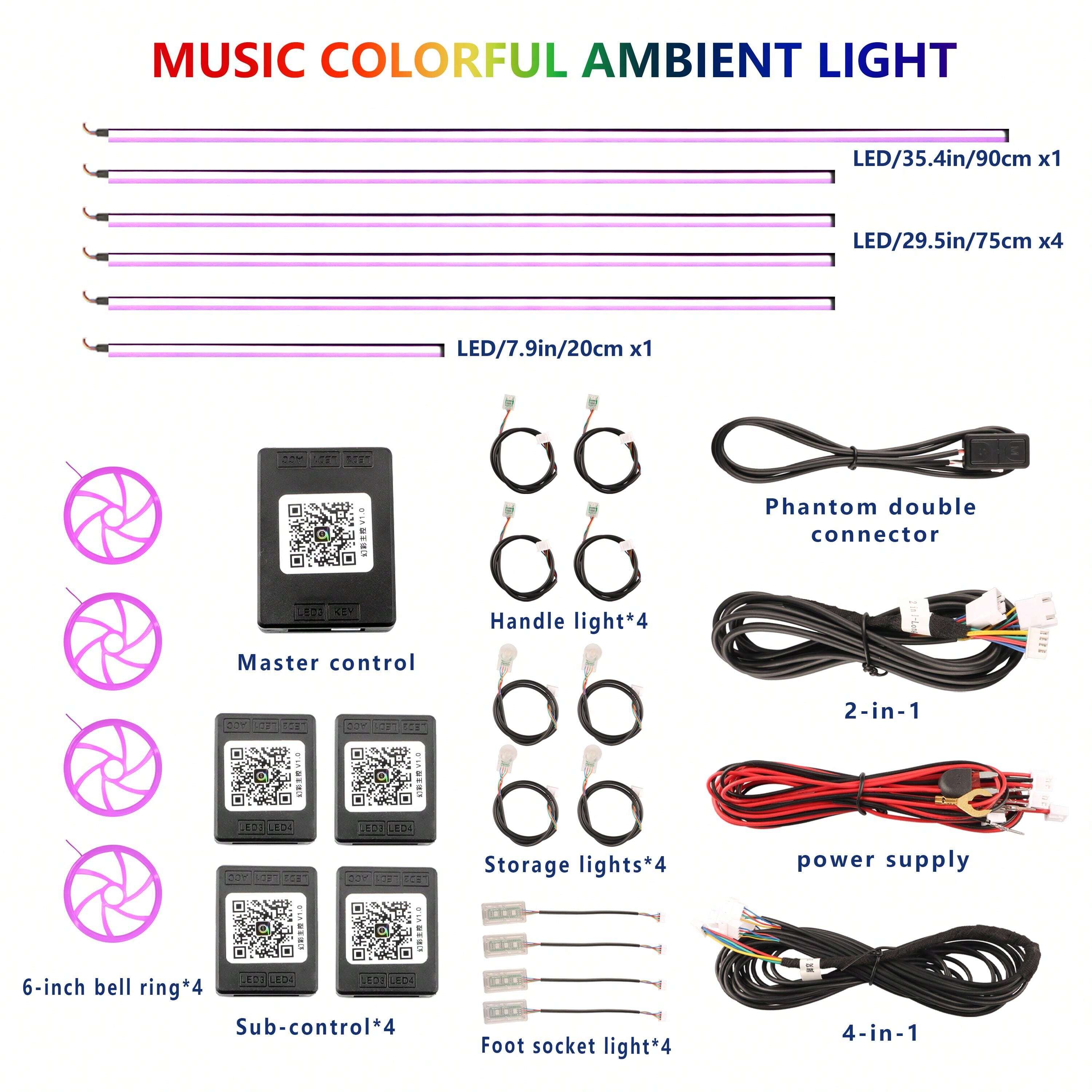 Luces ambiente de coche LED RGB interiores ocultas universales con ...