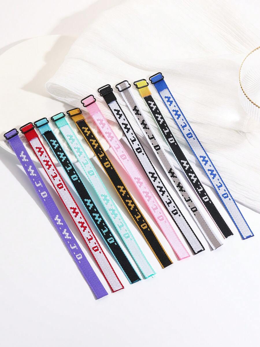 10 Styles WWJD Letter Jacquard Knit Wristband Bracelet What Would Jesus ...