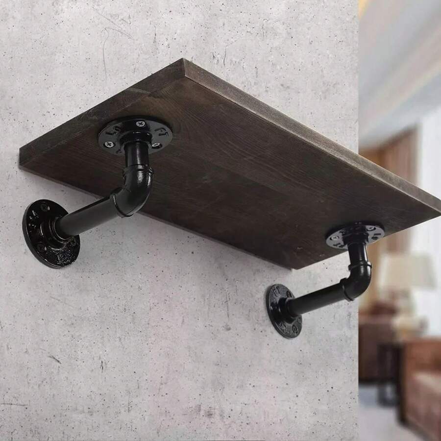 Industrial Pipe Shelf Brackets Iron L Pipe Floating Shelf Bracket Metal ...