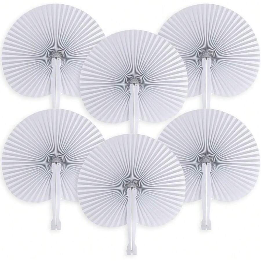 12pcs Multicolor Folding Fans Round Shaped Paper Fans Hand Accordion ...