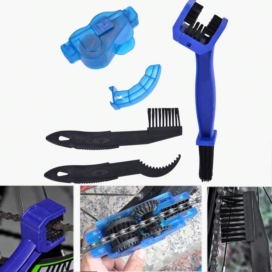 4pcs Bike Chain Cleaning Kit: Chain Cleaning Box + Slot Brush + Large ...