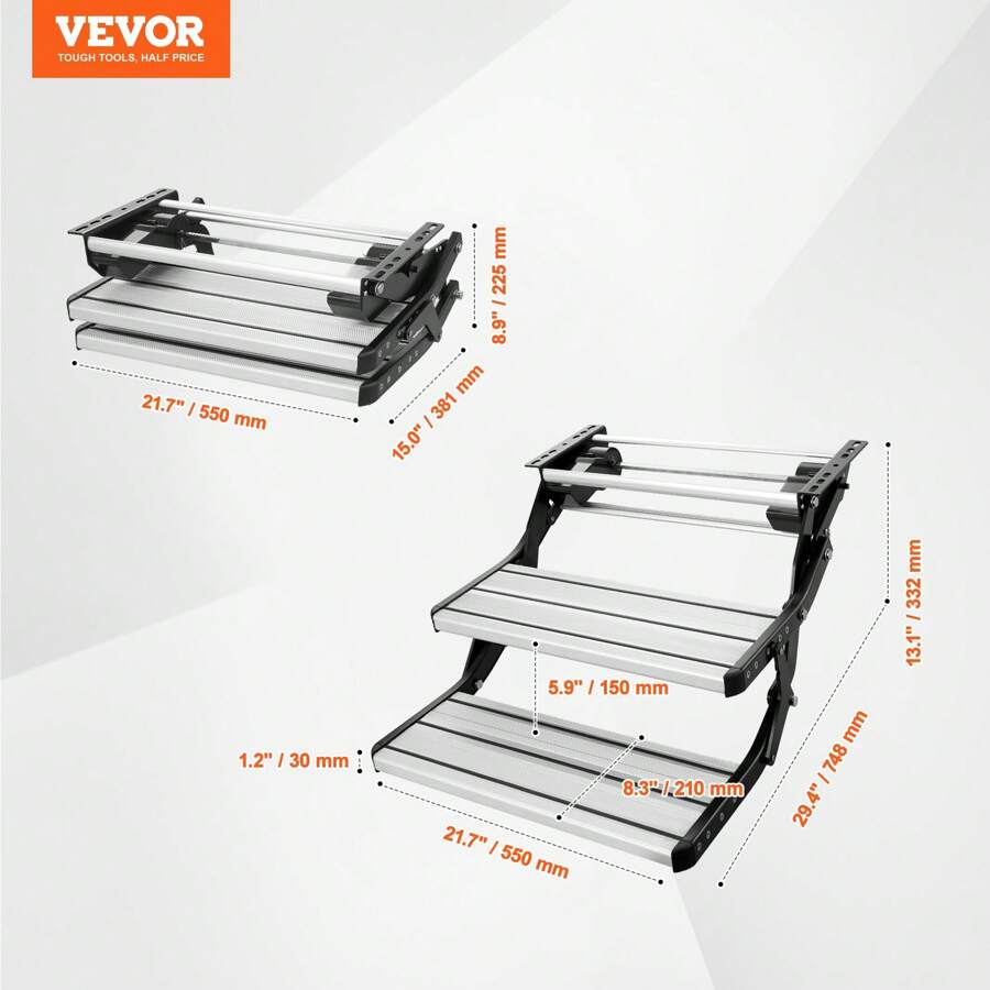 VEVOR VEVOR RV Steps 2-Step Electric Retractable RV Stairs 12V Auto ...