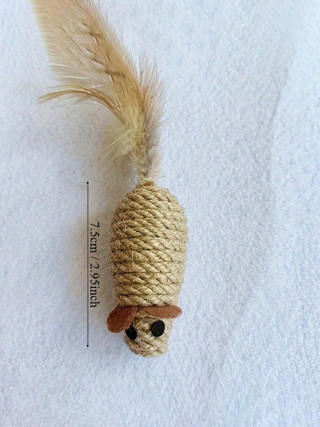 Sisal Rope And Bite Resistant Cat Toys With Feather Tail Mouse Shape ...
