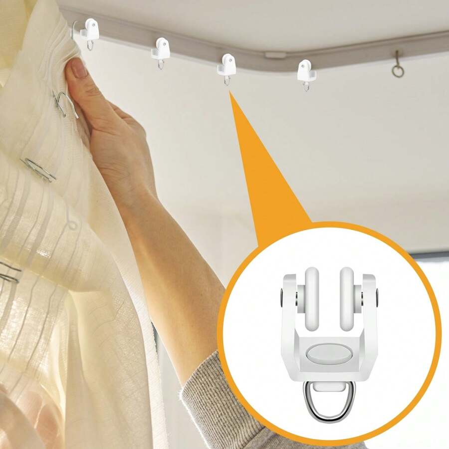 20pcs Curtain Track Rollers, Flexible Plastic Curtain Rail Glider ...