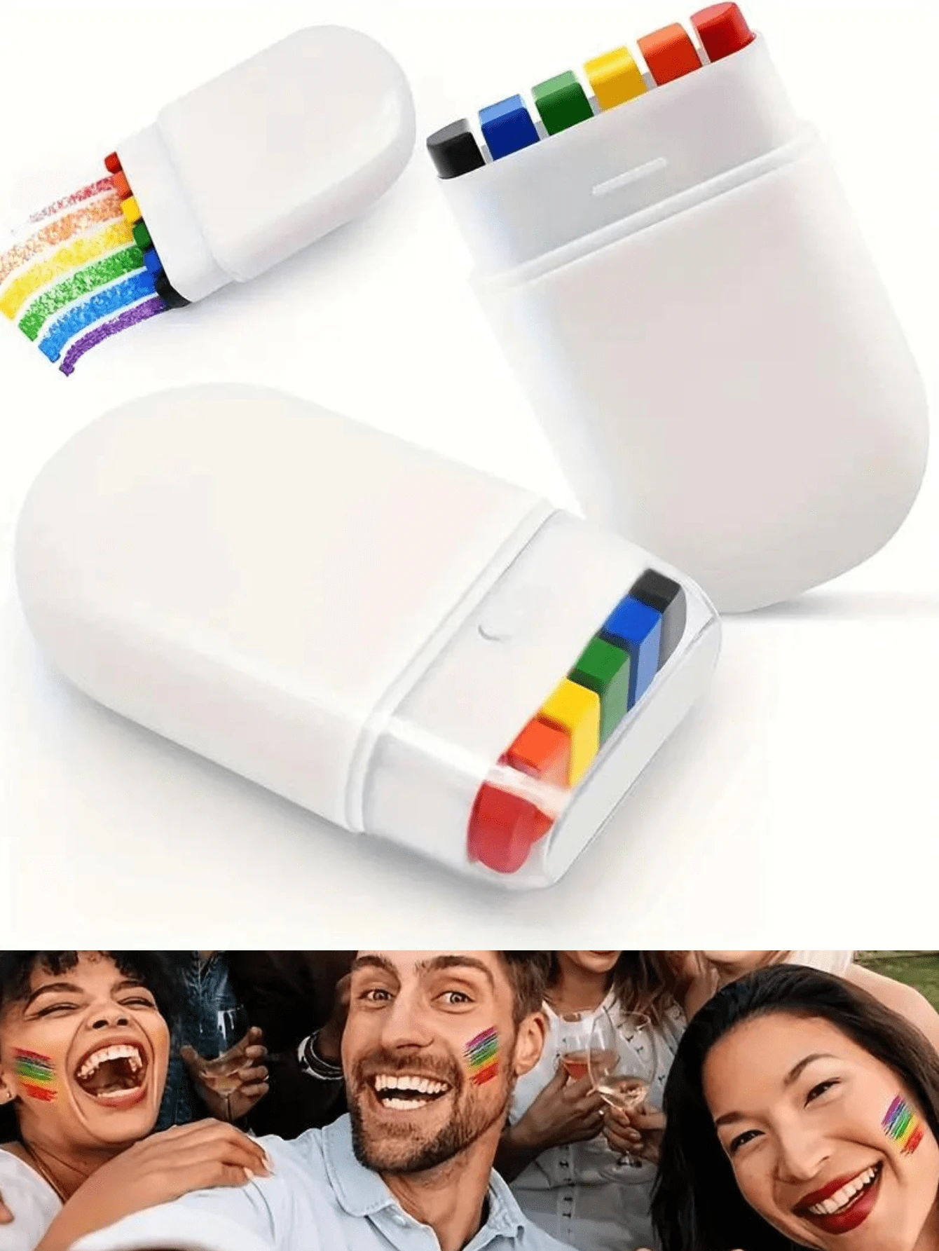 6-Color Rainbow Face Paint Stick - Vibrant Long-Lasting Color, Gentle ...