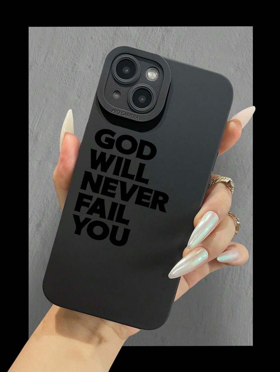 Slogan Pattern Liquid Silicone Mobile Phone Case Full-Body Protection ...