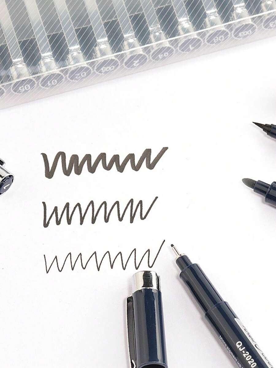 12 Kinds Of Nib Needle Pen Black Water-Resistant Cartoon Painting Hand ...