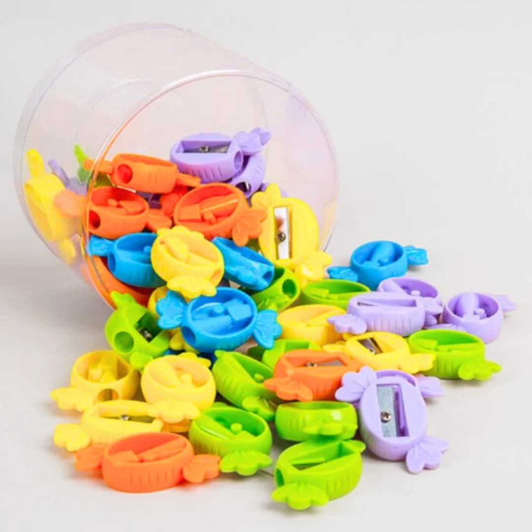 24 piezas Sacapuntas de plástico con colores de caramelo, sacapuntas creativos con forma de ...