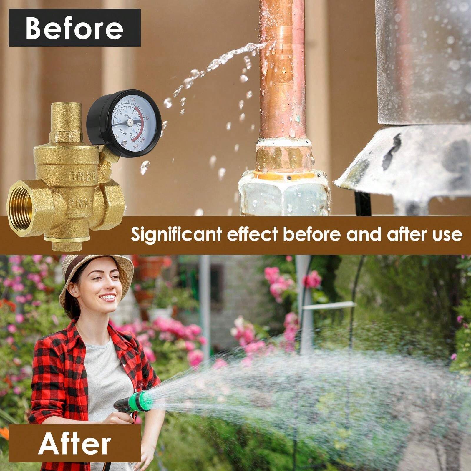 Réducteur de pression d'eau 3/4 pouce DN20 en laiton, régulateur de pression d'eau, vanne de ...