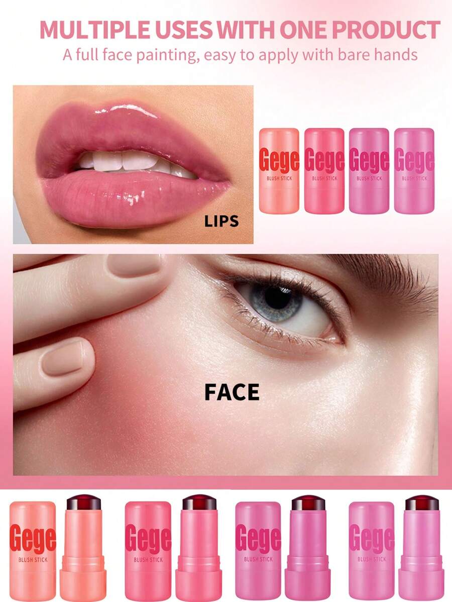 Gege Bear 1 pieza Tinte para labios y mejillas de uso múltiple de 04 colores, barra ruborizante ...