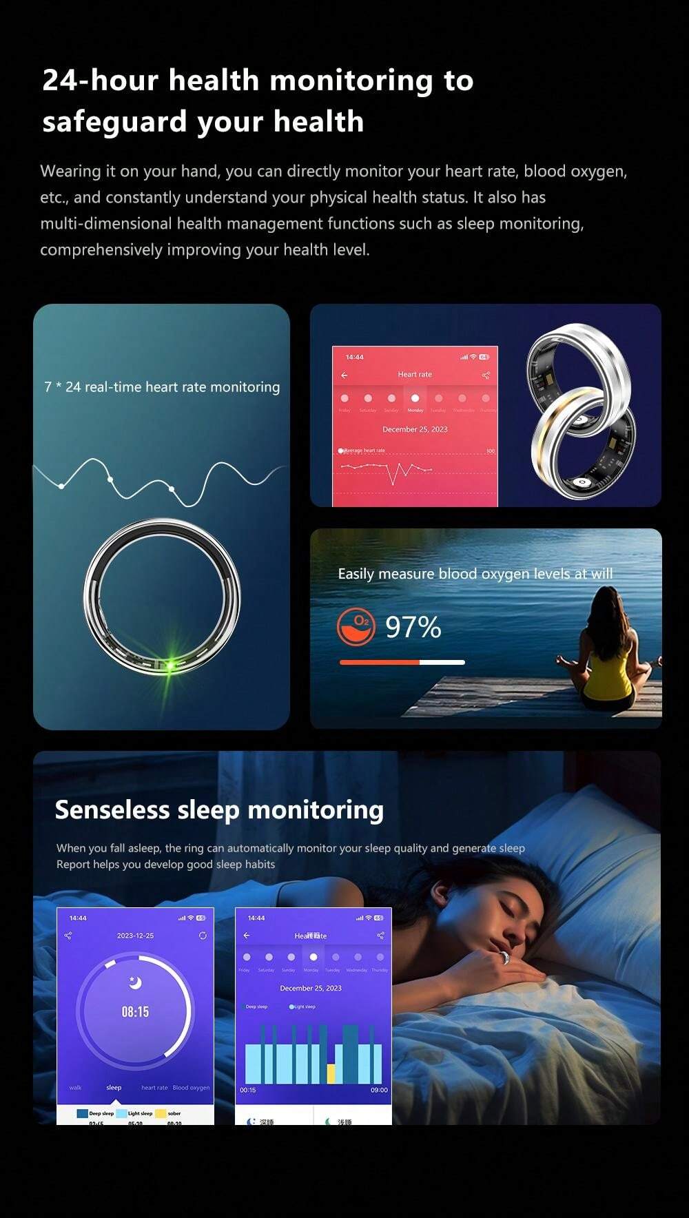 New Smart Wearable Fitness Tracker With Health Monitoring, Multiple ...