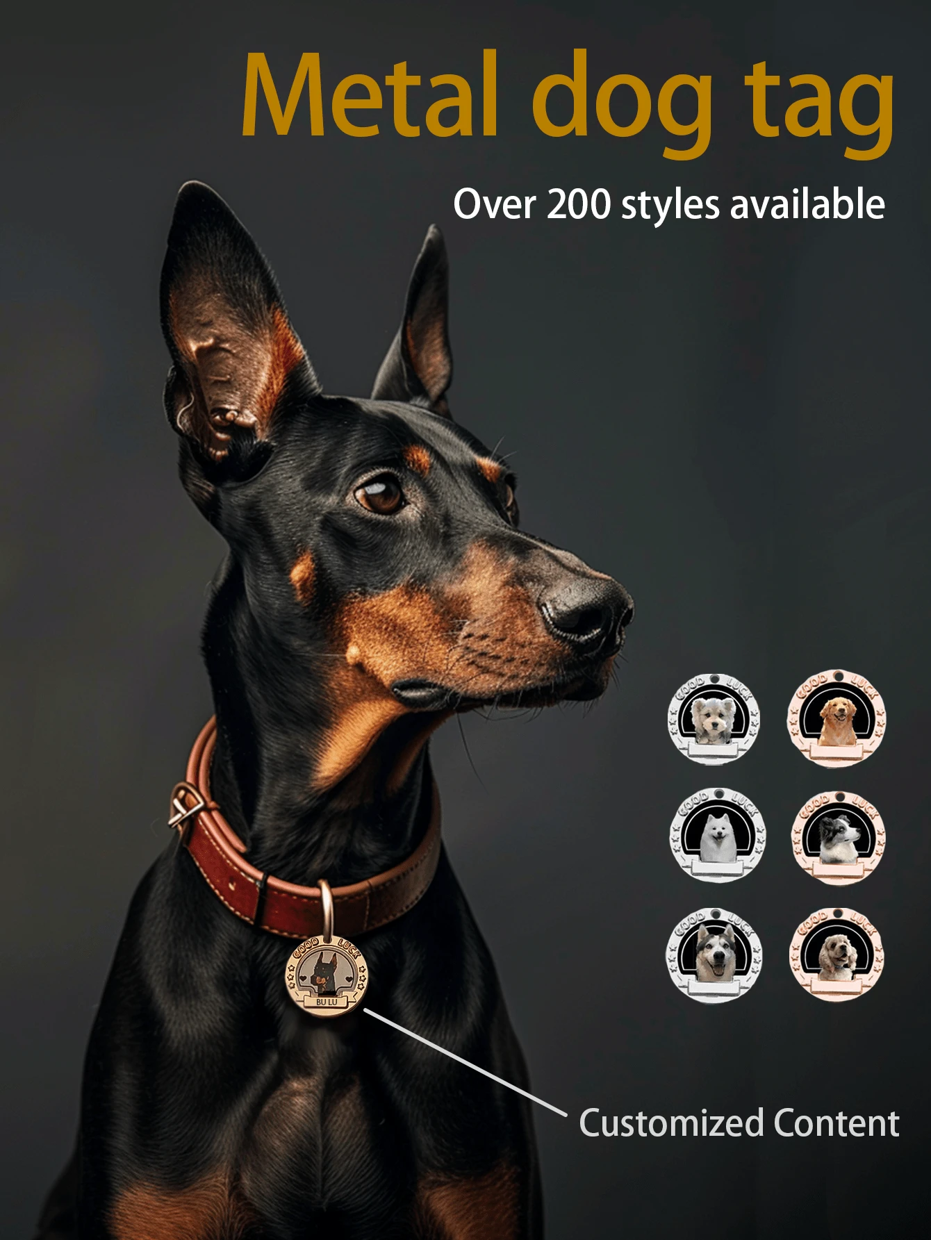 30mm Customized Round Pet Tag, Personalized Dog Identification Tag With ...