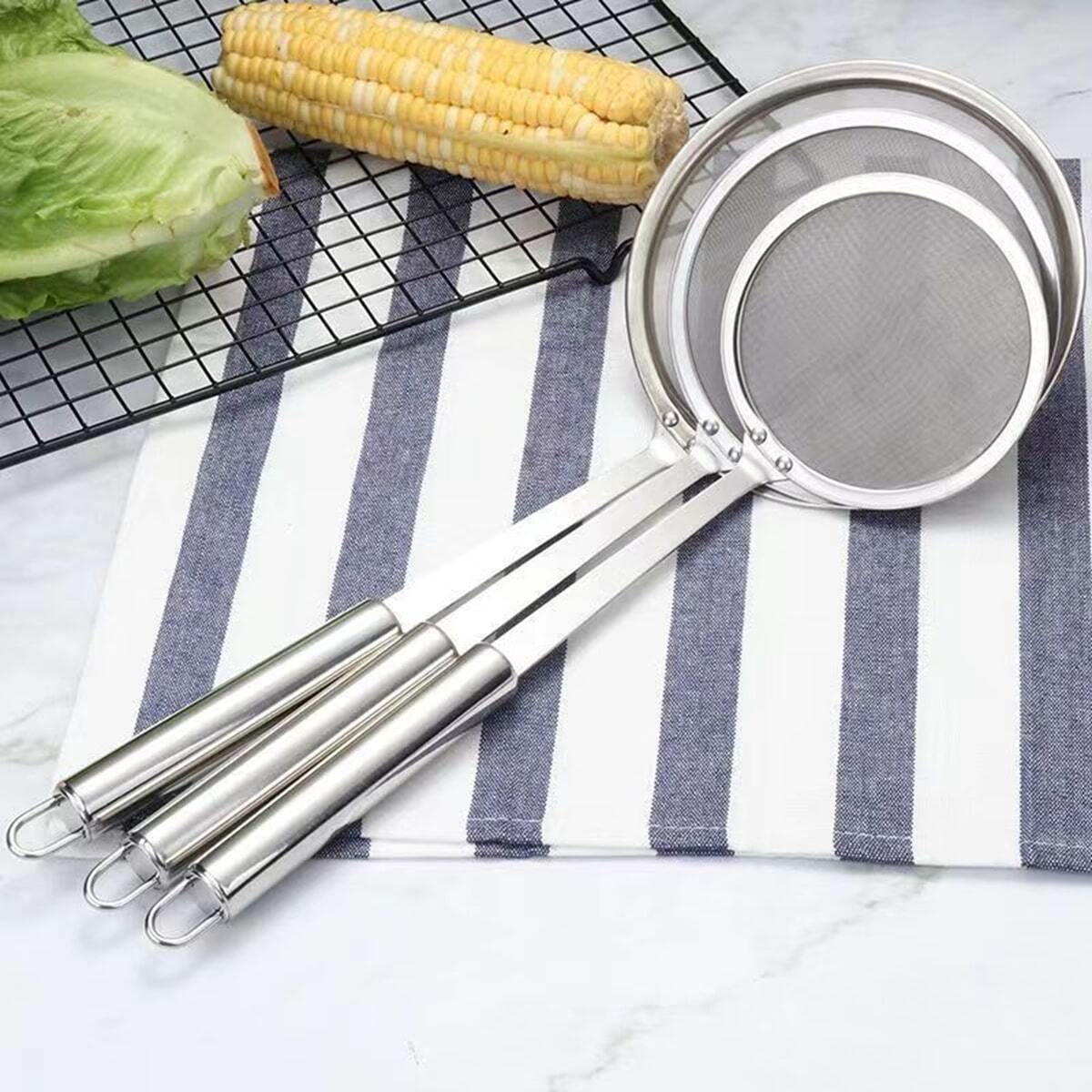 Stainless Steel Mesh Colander, Encrypted Oil Grid, Steel Handle, Grease ...