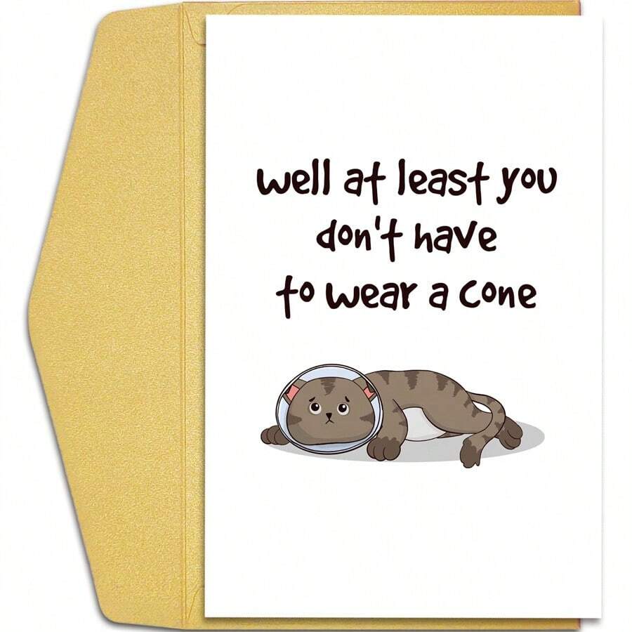1PC Funny Cat Get Well Card, Get Well Gift For Him Her, Recovery Card ...
